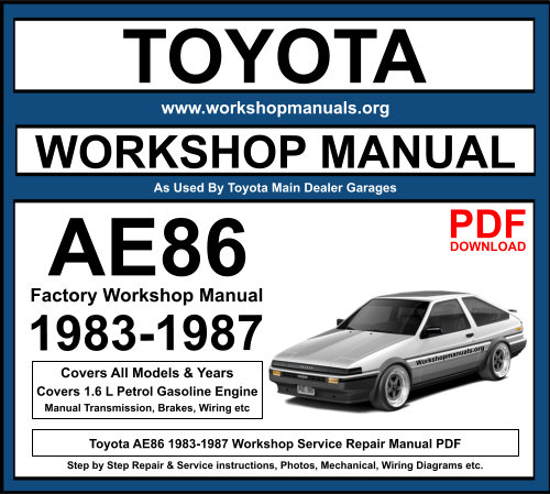 Toyota AE86 Workshop Repair Manual 1983-1987 Download PDF - WORKSHOP MANUAL